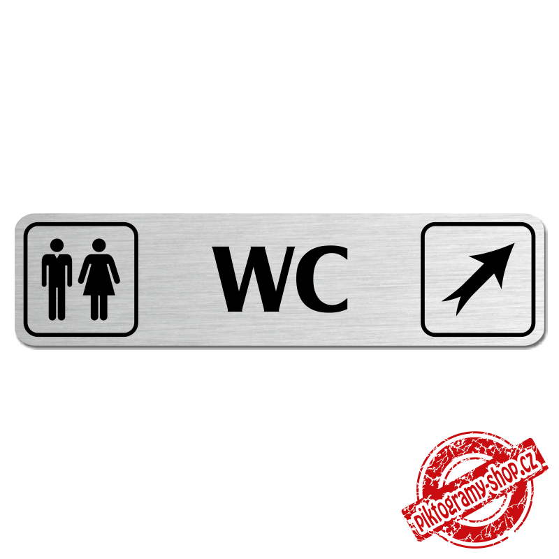 WC vpravo nahoru, popiska, 180x45mm | Piktogramy-shop.cz
